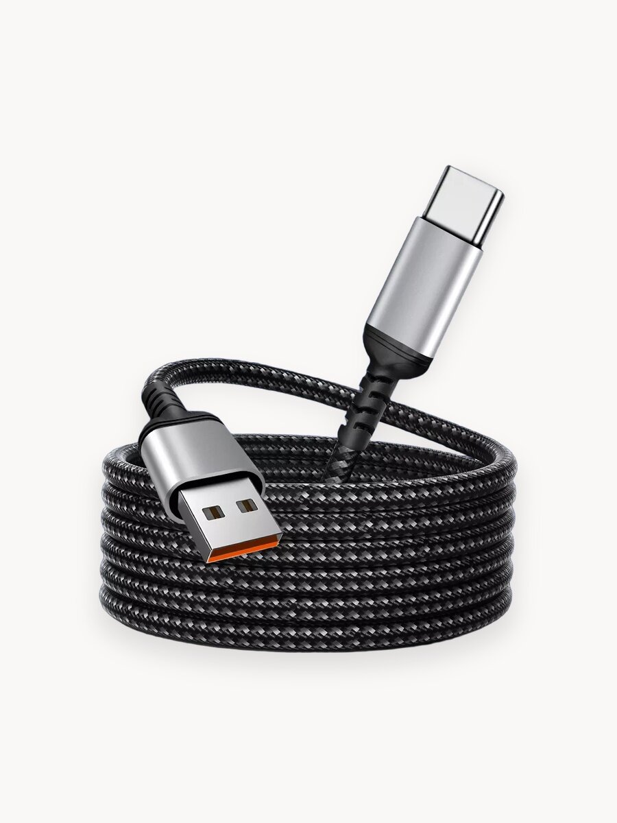 Кабель Type-C 5A (100 Вт) нейлоновая оплетка