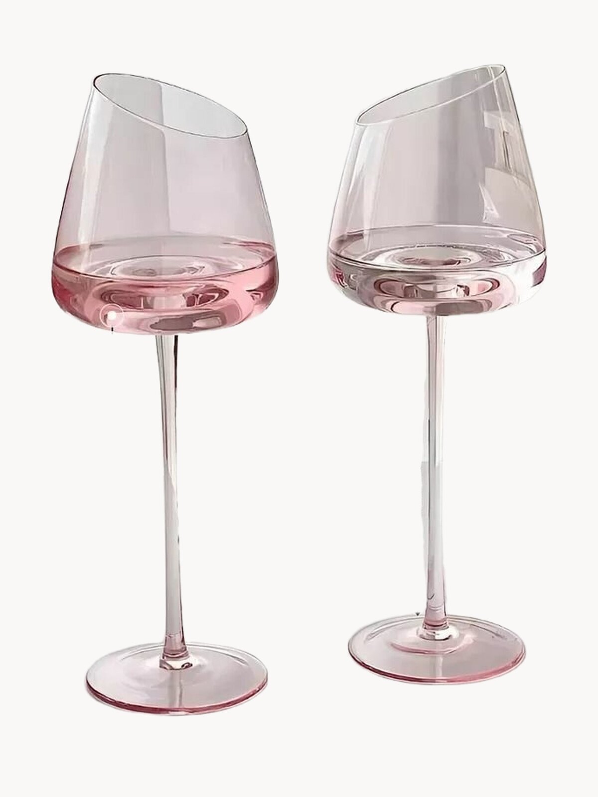 Набор бокалов для вина скошенные розовые 600 мл 2 шт BELLINI
