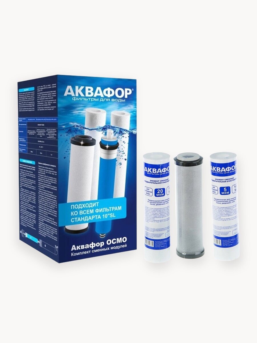 Комплект фильтрующих модулей Аквафор РР20-В510-03-РР5, система под мойку