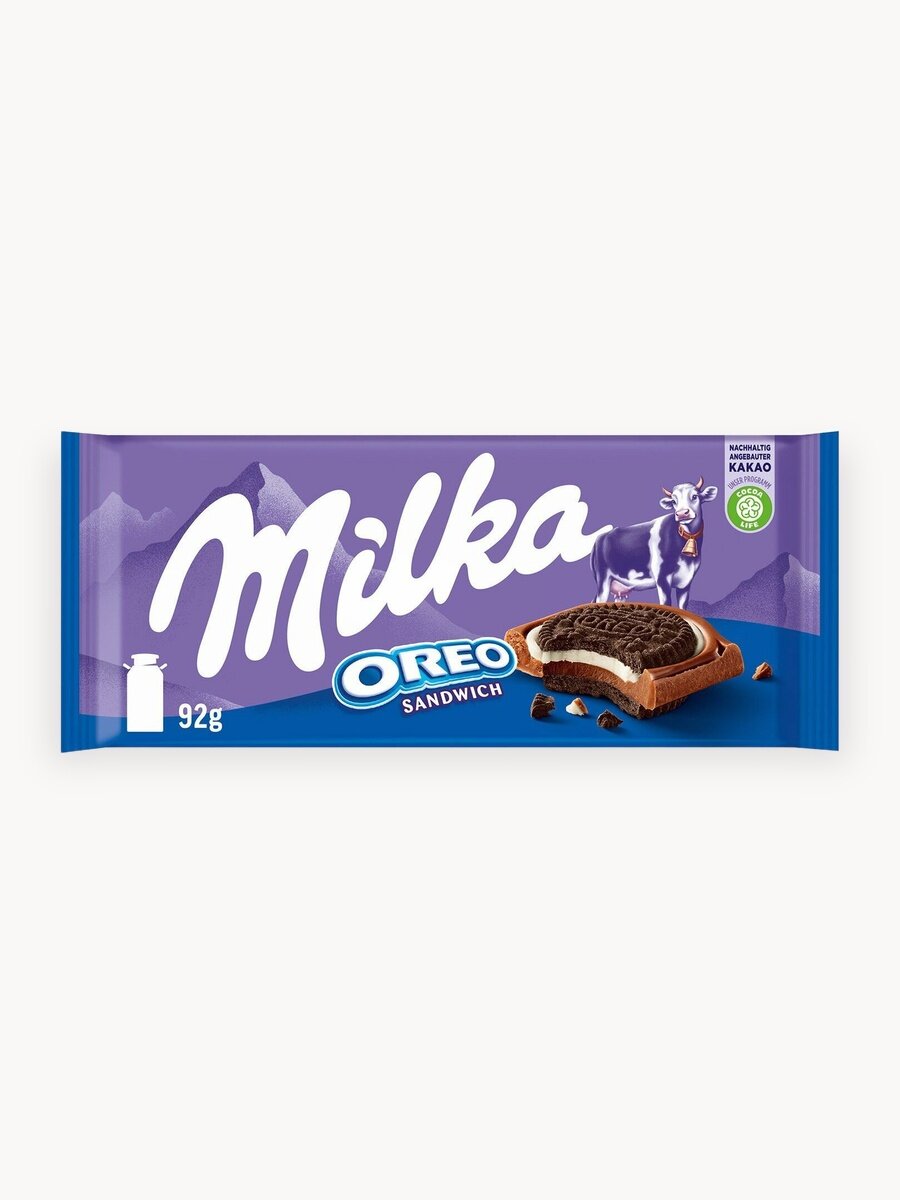 Шоколадная плитка Milka & Oreo Sandwich с печеньем Орео, 92 гр. (Швейцария)