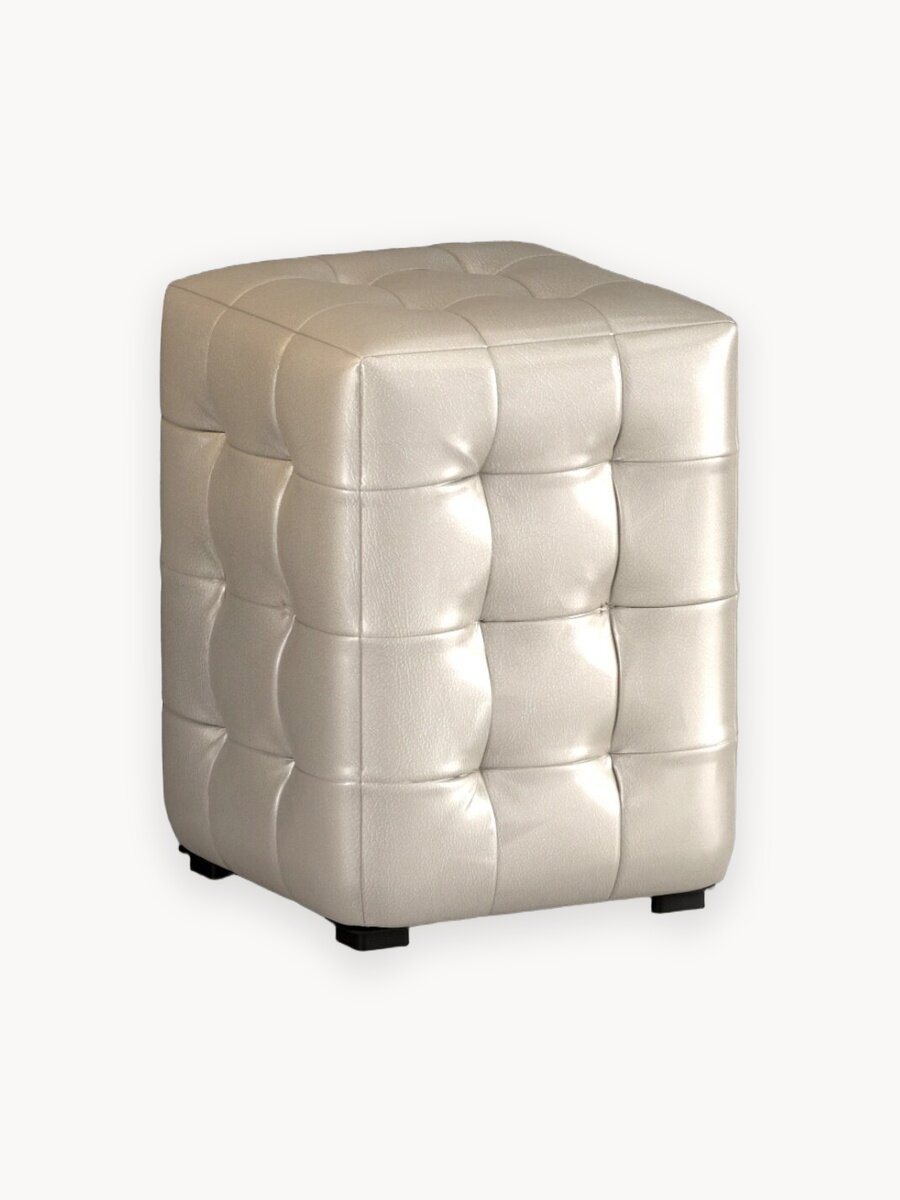 Пуфик мягкий, Пуфик в прихожую, Пуф М2 мини, Экокожа Капранова Светлый (30х30х40 см)