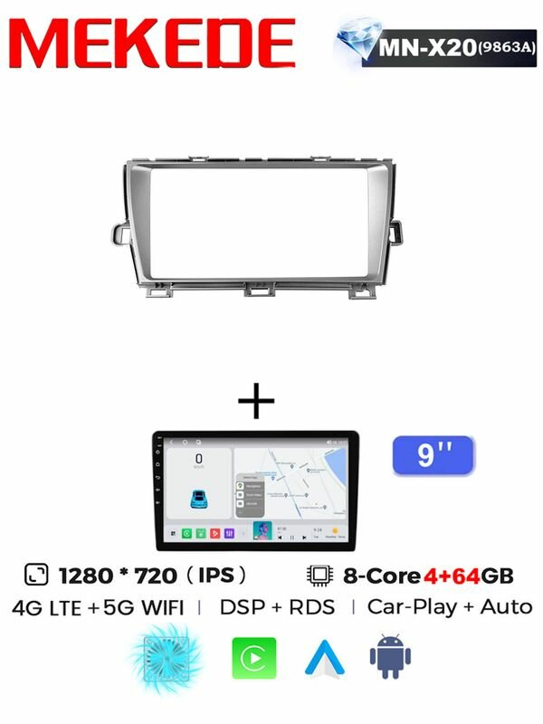 Магнитола 9" Mekede MN X20 Pro 4/64 Gb Toyota Prius XW30 2009-2015 carplay