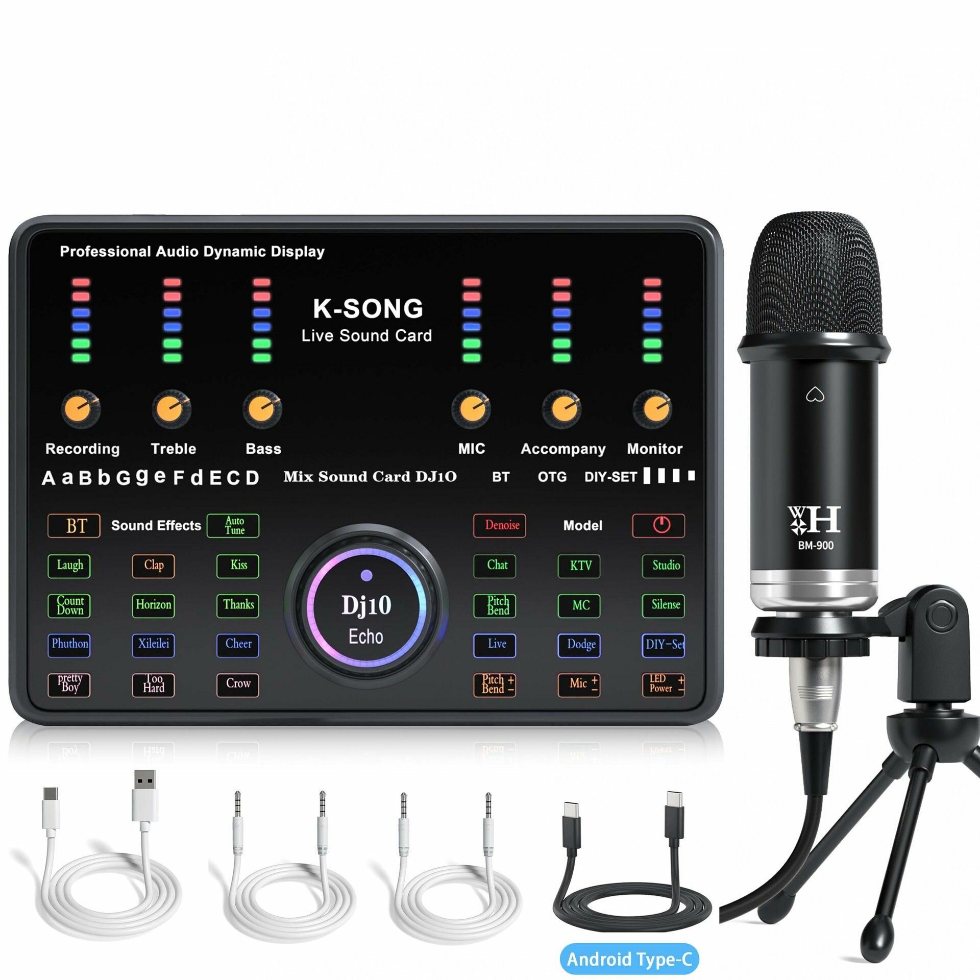 Микшерный пульт с микрофоном, микшер для караоке, с bluetooth/звуковая карта, караоке система
