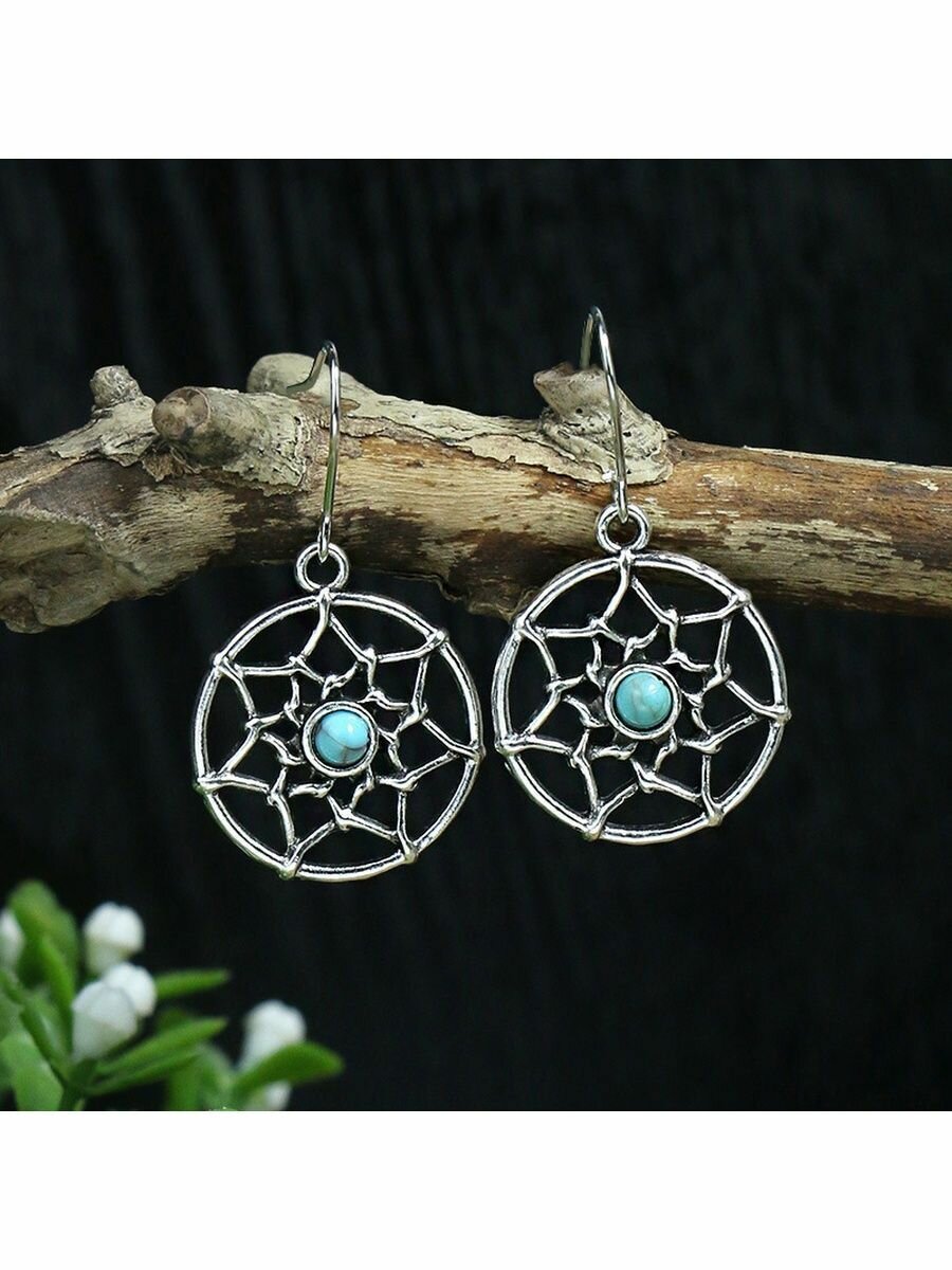 Серьги, бирюза синтетическая, эмаль