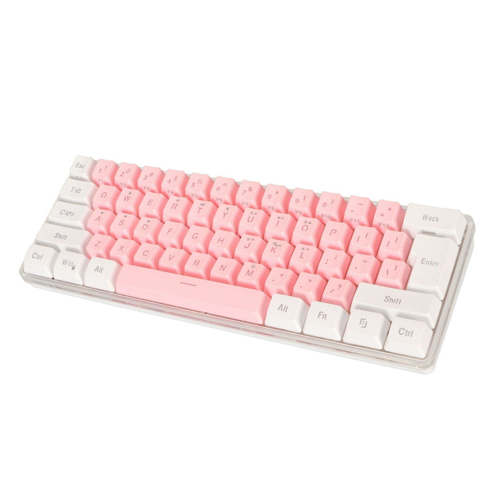60% проводная игровая клавиатура RGB, мини-клавиатура, имитирующая механическую технику, компактная клавиатура с 61 клавишей для геймера, машиниста, белый, розовый
