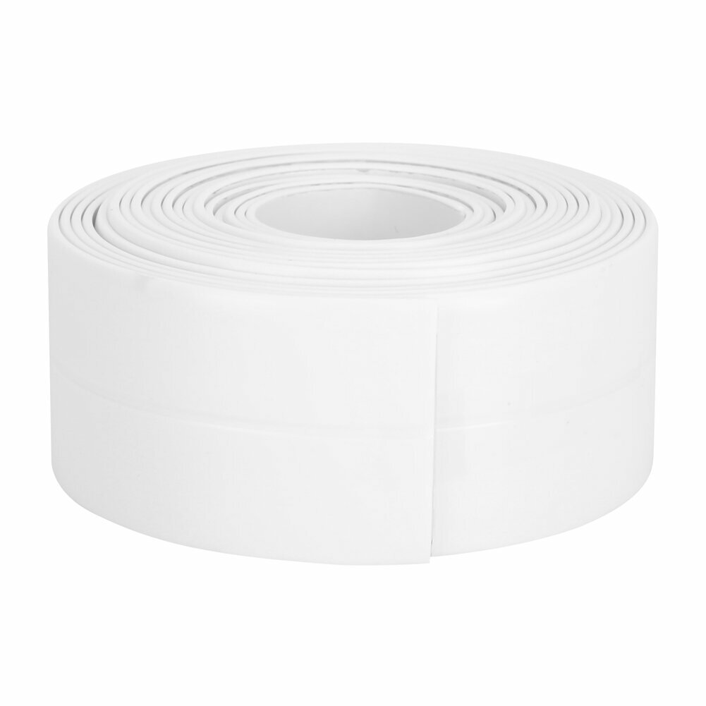 Лента самоклеящаяся водонепроницаемая герметизирующая лента угловая защитная наклейка для ванной кухни, материал ПВХ + акриловая наклейка, цвет белый, длина 3.2м/10.5фут, ширина 38мм/1.5дюйм, вес 223г/7.9унции, в комплект входят 1 лента и 1 промотор
