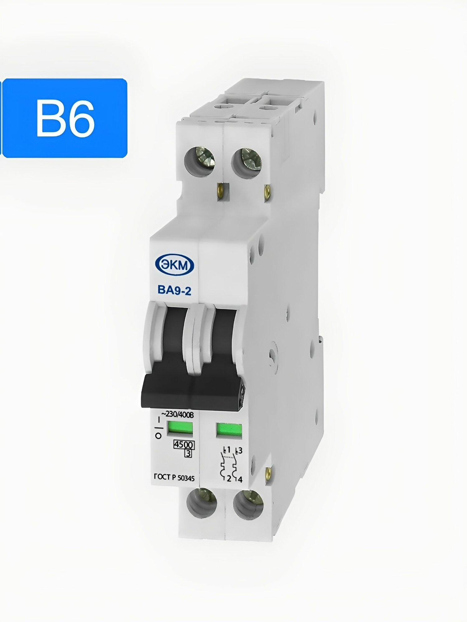 Меандр ЭКМ B6A двухполюсный, ультратонкий автоматический выключатель, серия ВА9