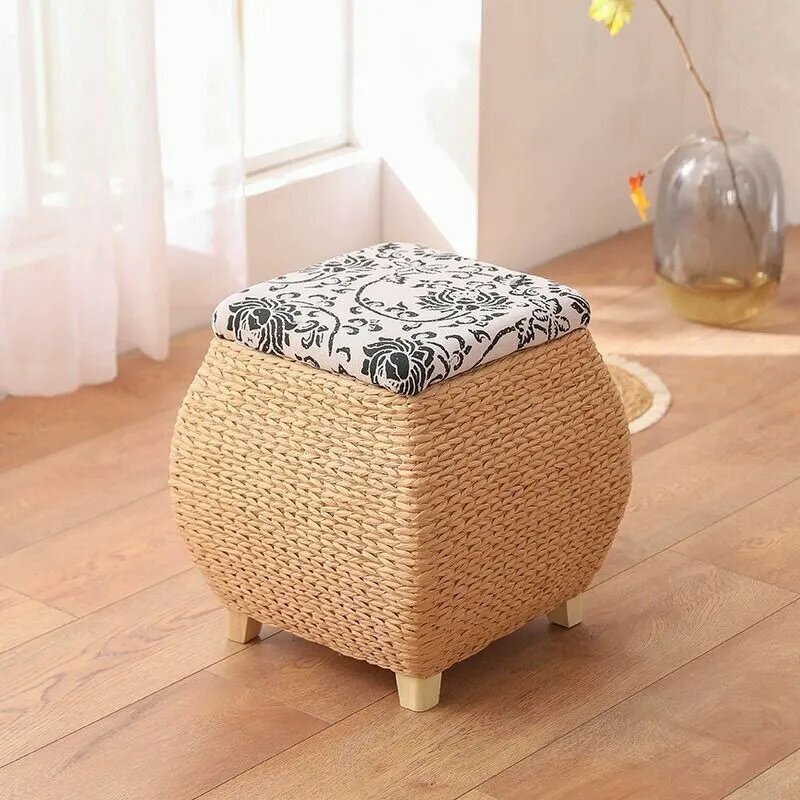 Табурет для хранения обуви из ротанга из массива дерева, многофункциональный табурет для дивана, 40х40.01х40 см