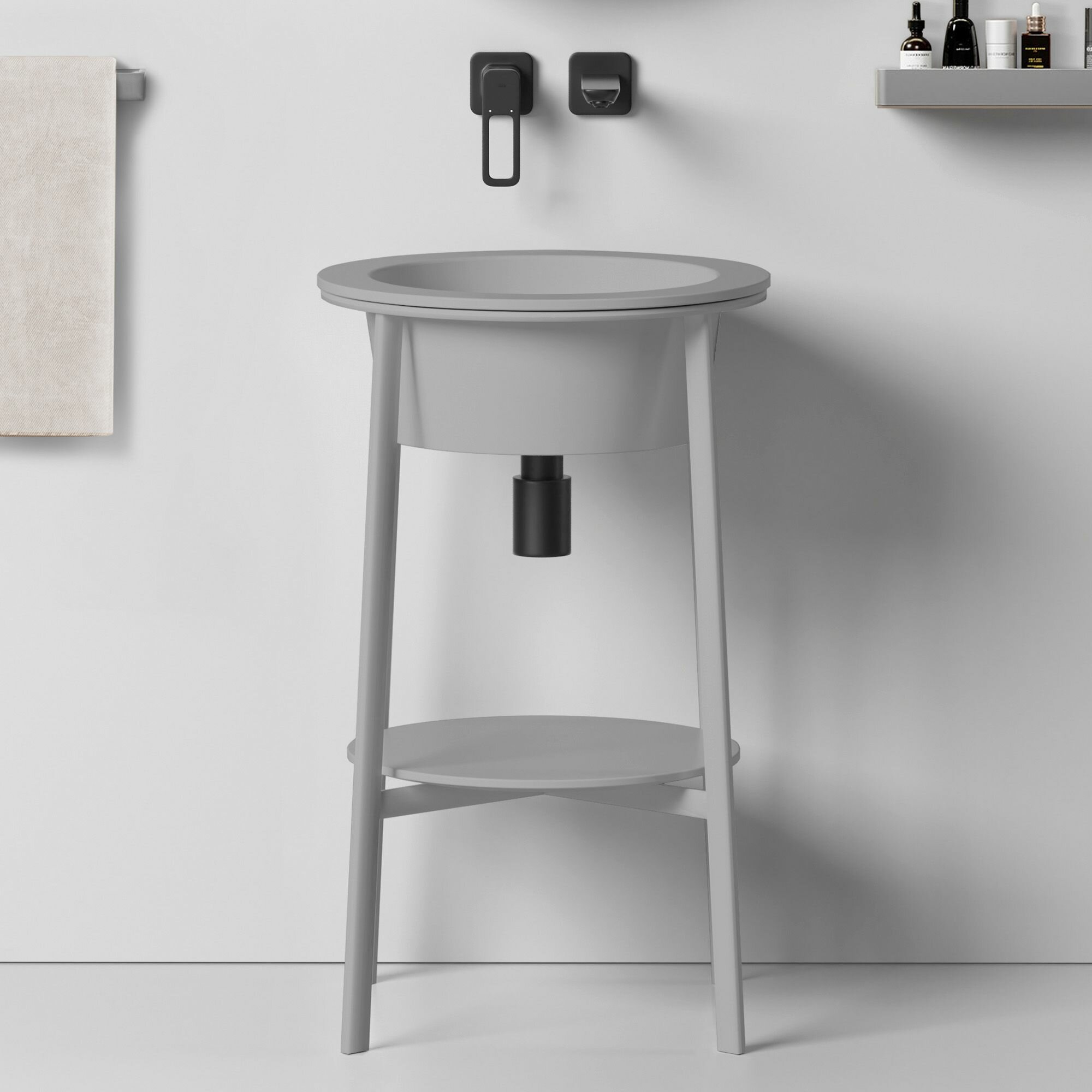 Консоль с керамической раковиной ABBER Bequem AC2130MG серый матовый