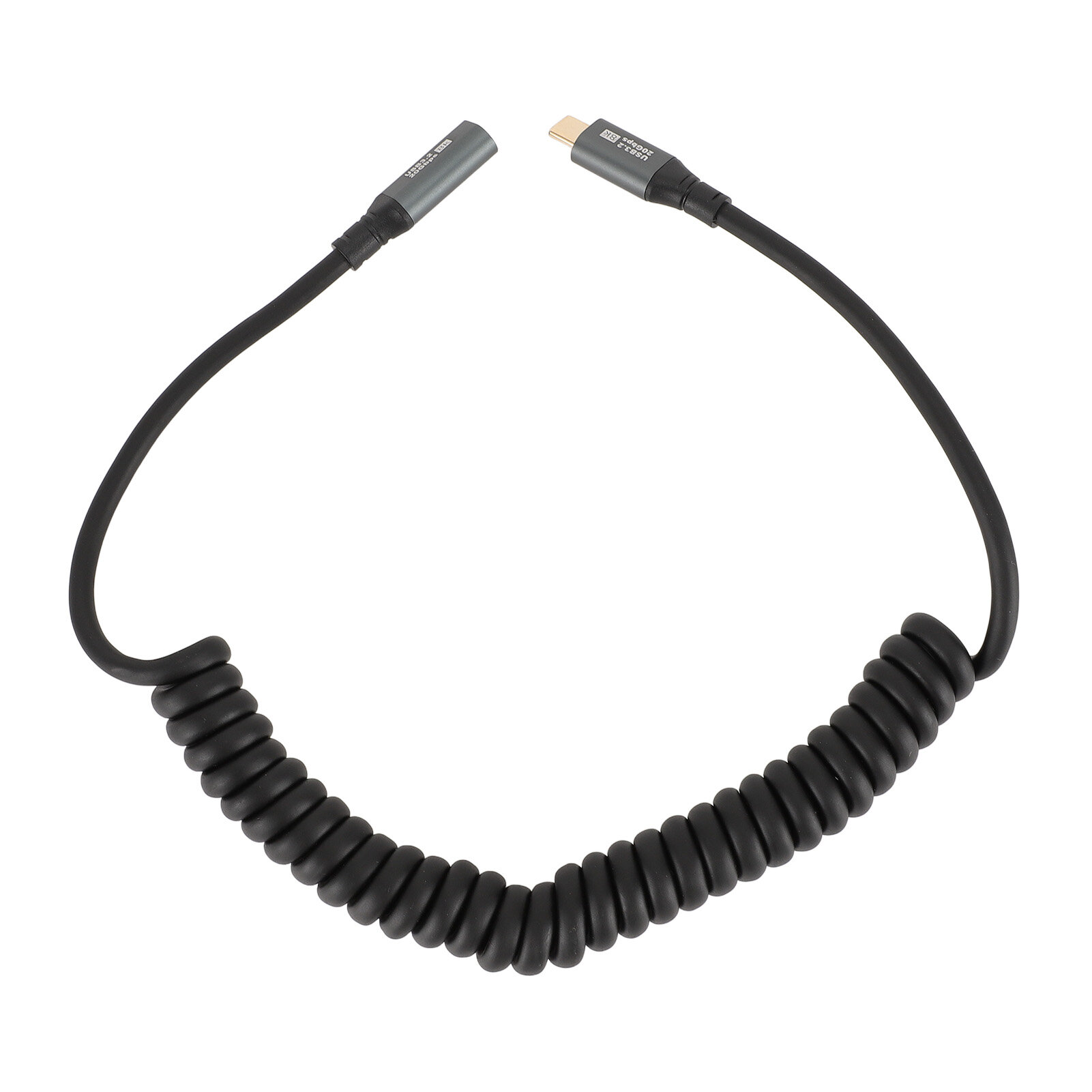 USB C TO USB C Кабель PD100W Быстрая зарядка USB3.2 20 Гбит / с 20V5A 8K 60 Гц звук видео на растягиваемом пружинном спиральном кабеле C Самцовый к женскому прямому