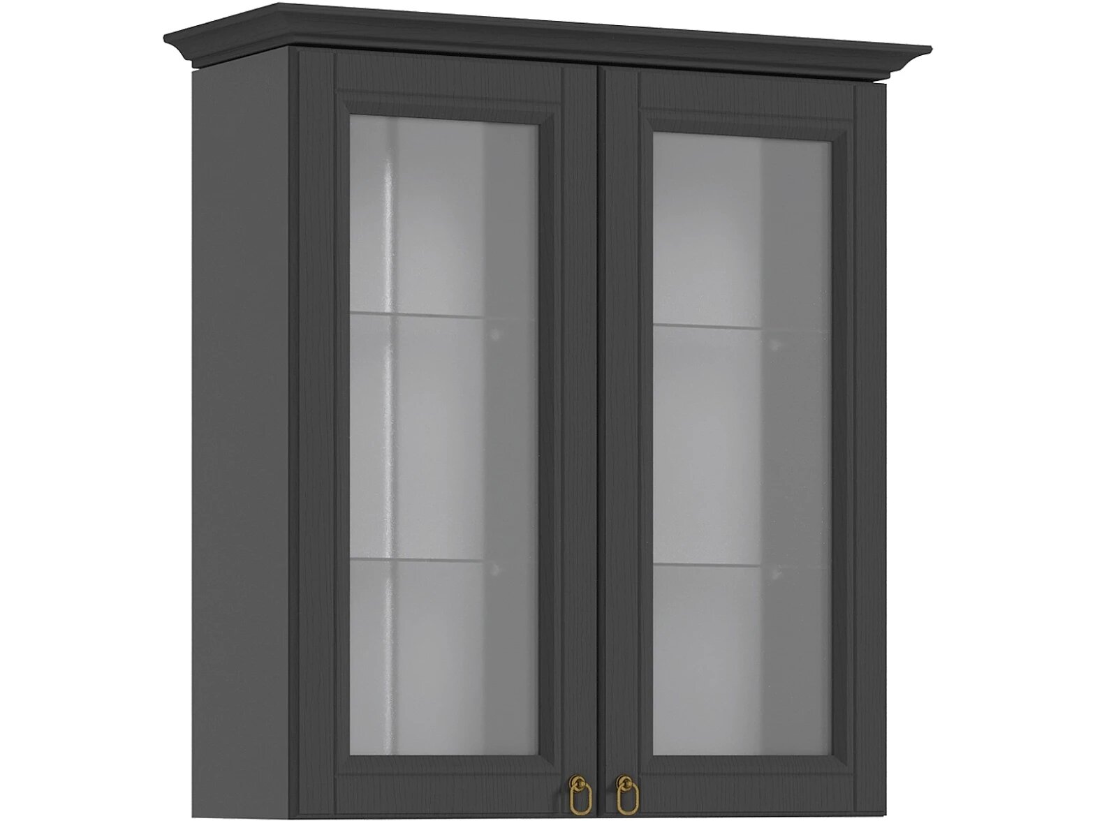 Шкаф навесной двудверный со стеклом графит/графит структурный