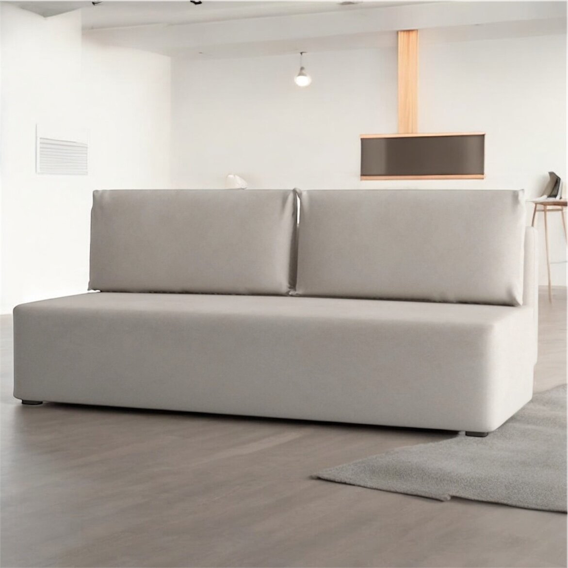 Диван-кровать Кубо, бежевый, антивандальный велюр, независимый пружинный блок, для дома/офиса