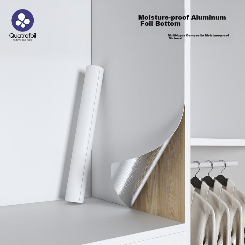 Quatrefoil White Self-Adhesive Aluminum Foil Wallpaper, Non-Transparent, Concealing, Moisture-Proof, Wall Sticker, Renovation Wall Decal, 0.6*5 Meters