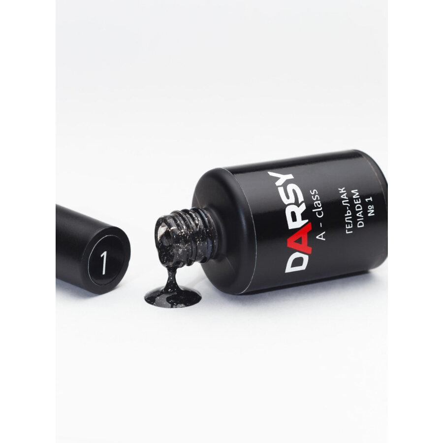 DARSY, Гель-лак черный с золотистыми вкраплениями diadem №1, 8 мл