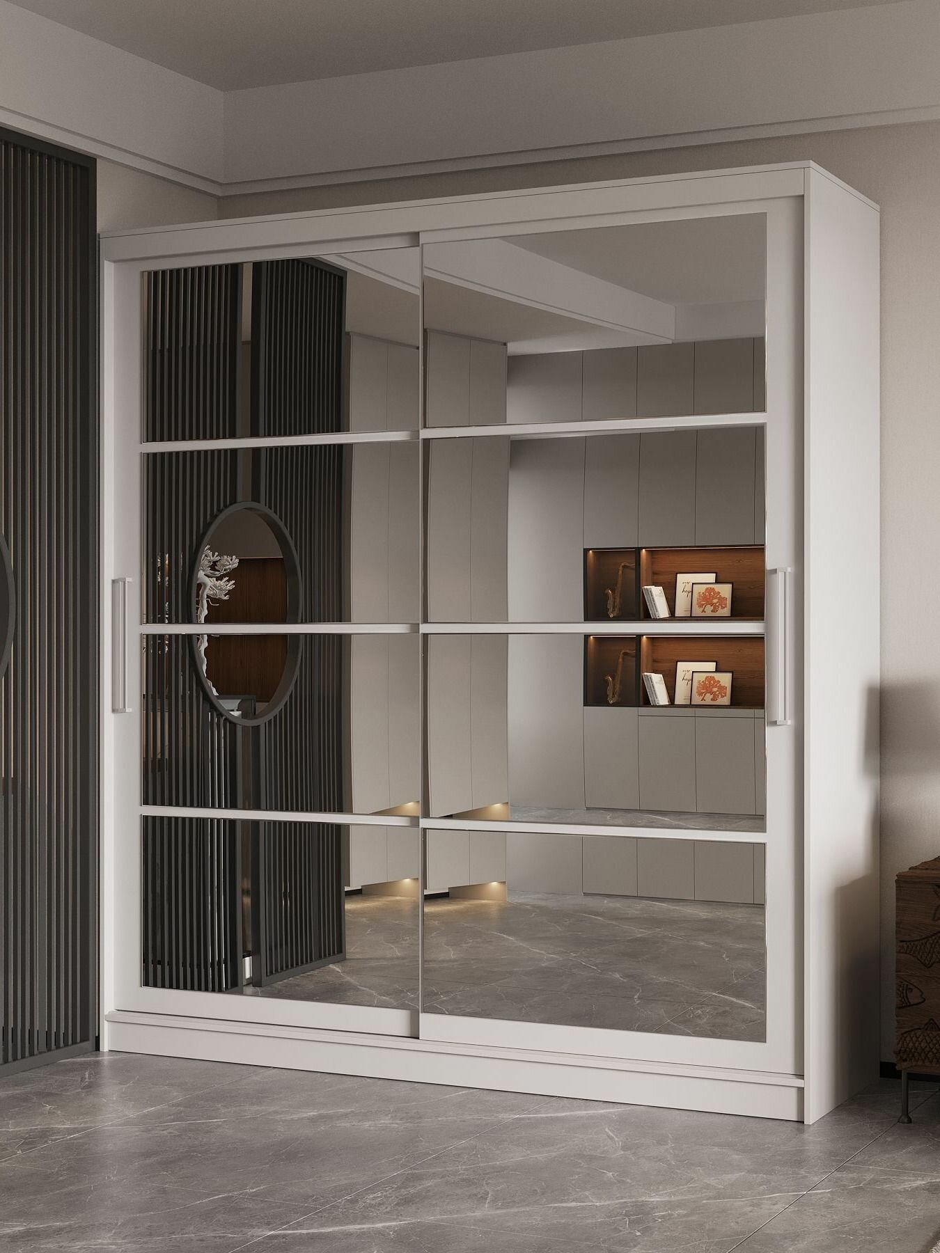 Шкаф-купе гранд ЛДСП 1,6м белый гладкий с зеркалами