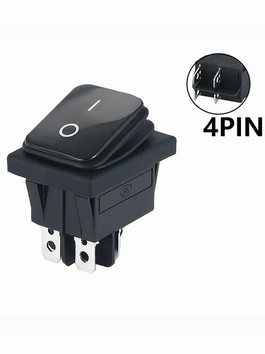 Кнопка включения KCD-4 16A 250V;20A 125V (влагозащищённая без подсветки)