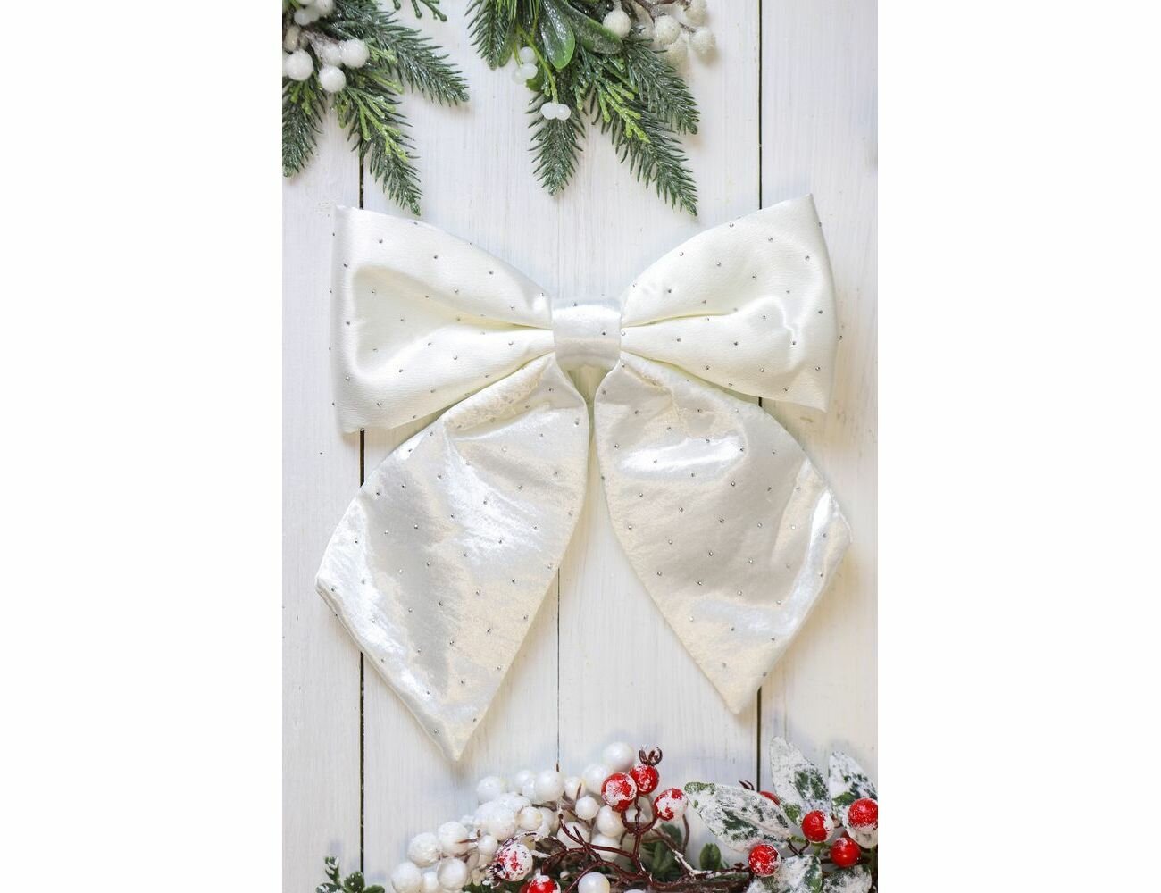 Бант для декорирования кьяро, кремовый, 25х22 см, Дю Эссе Кристмас (Due Esse Christmas) XNA24005551