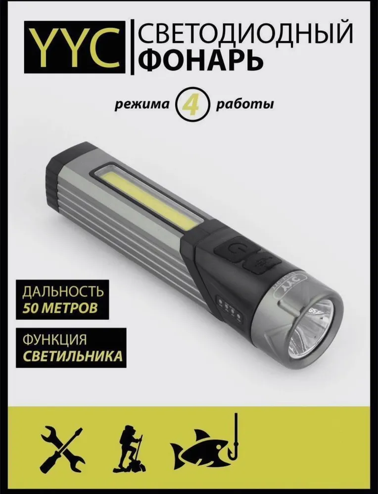 Универсальный светодиодный ручной фонарь Z3 с магнитным креплением, поворотной головкой и зажимом для крепления