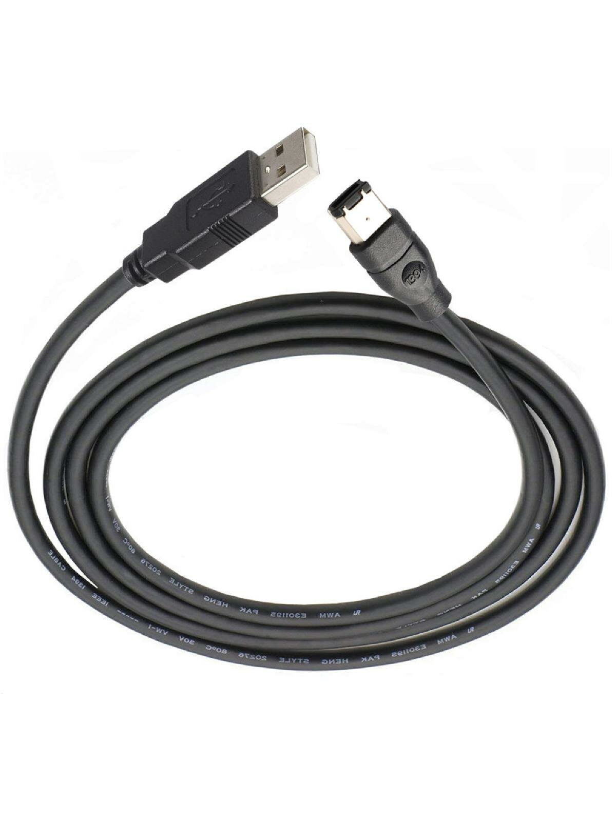 Firewire IEEE 1394 6 Pin Male to USB 2.0 A Male Adaptor Convertor Cable Cord 1.8m/3/4.5m for Connecting Sound Cards