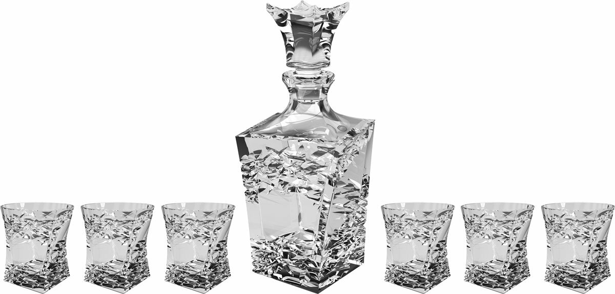Набор для виски "Samurai": штоф 700 мл + 6 стаканов 240 мл, хрусталь, Crystal Bohemia/ БПХ658