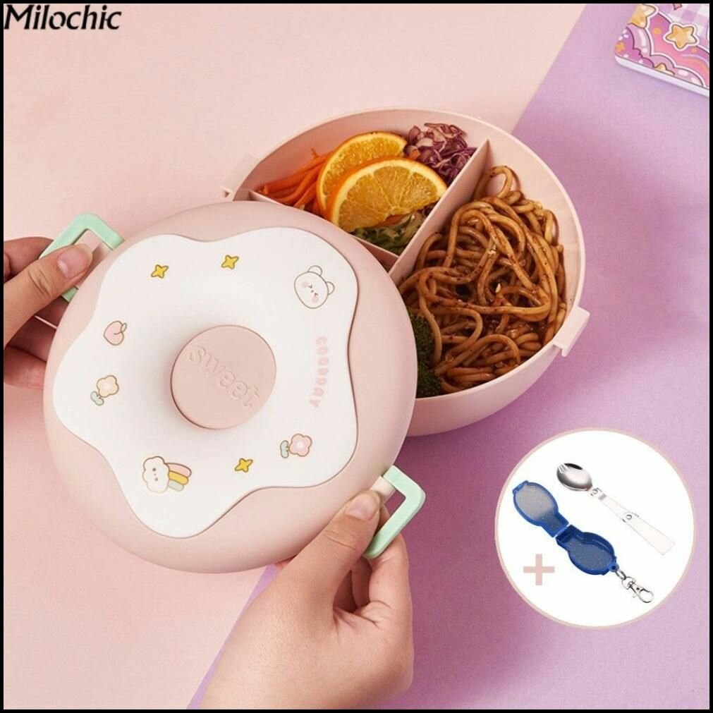 Мультяшный ланч-бокс Бенто для детей, герметичный контейнер для фруктов для девочек, мальчиков, малышей с 3 отделениями