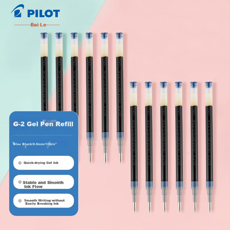 PILOT BLS-G2-5 Refill for Retractable Gel Ink Pen, Sign Pen, Water-Based Pen (Compatible with BL-G2) 0.5mm Blue Black, Pack of 12