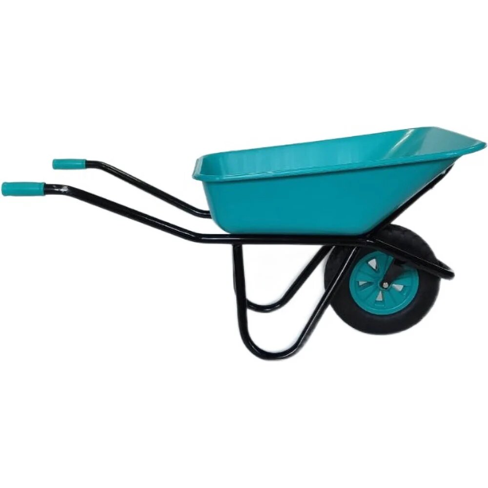 Тачка строительная одноколесная ООО РВ Пласт 120л/180кг, бирюзовая 0273, прочного пластика, 32 мм