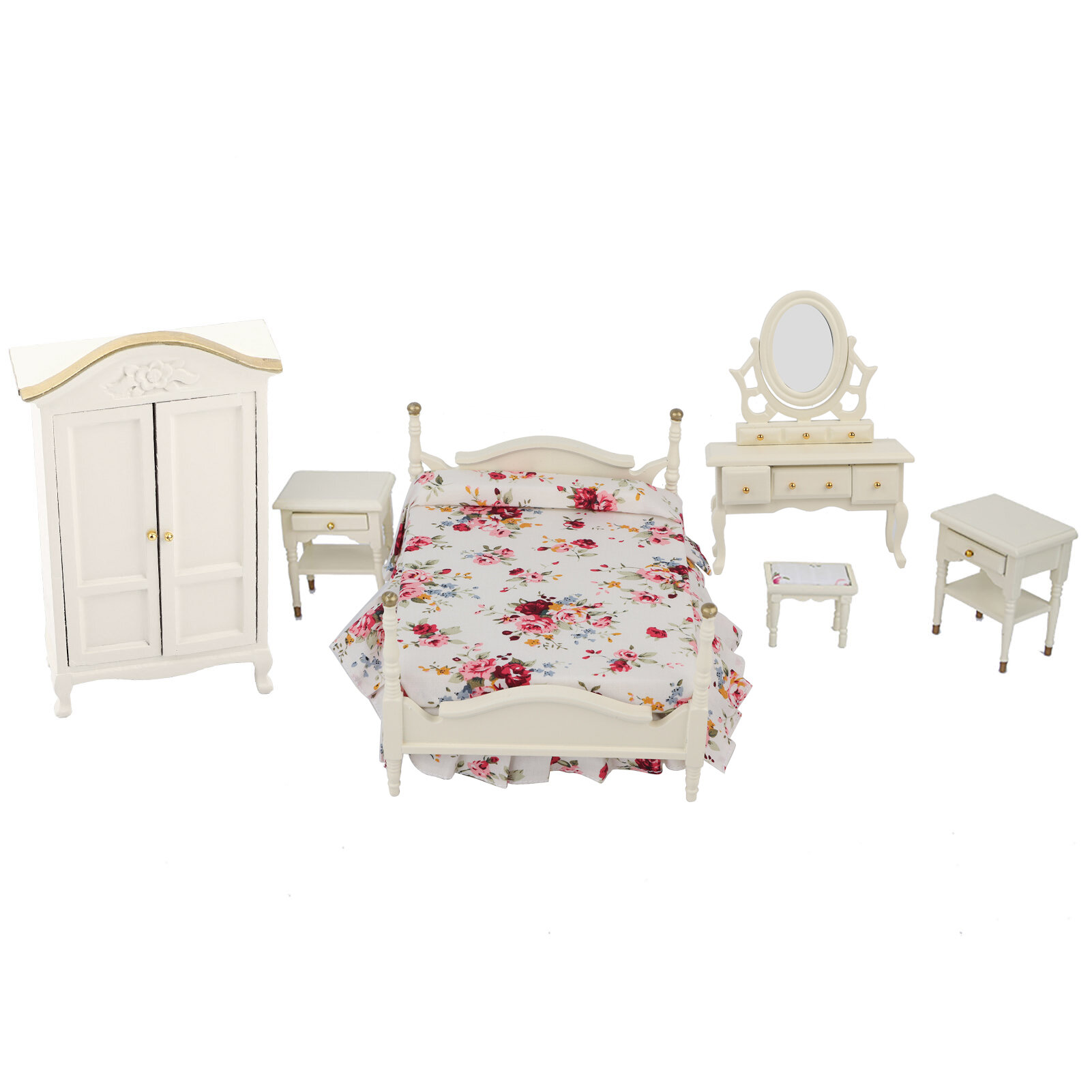 1:12 Масштабная деревянная мебель набор деревянных мебели, 6pcs Dollhouse Accessories для декоративных миниатюрных домов