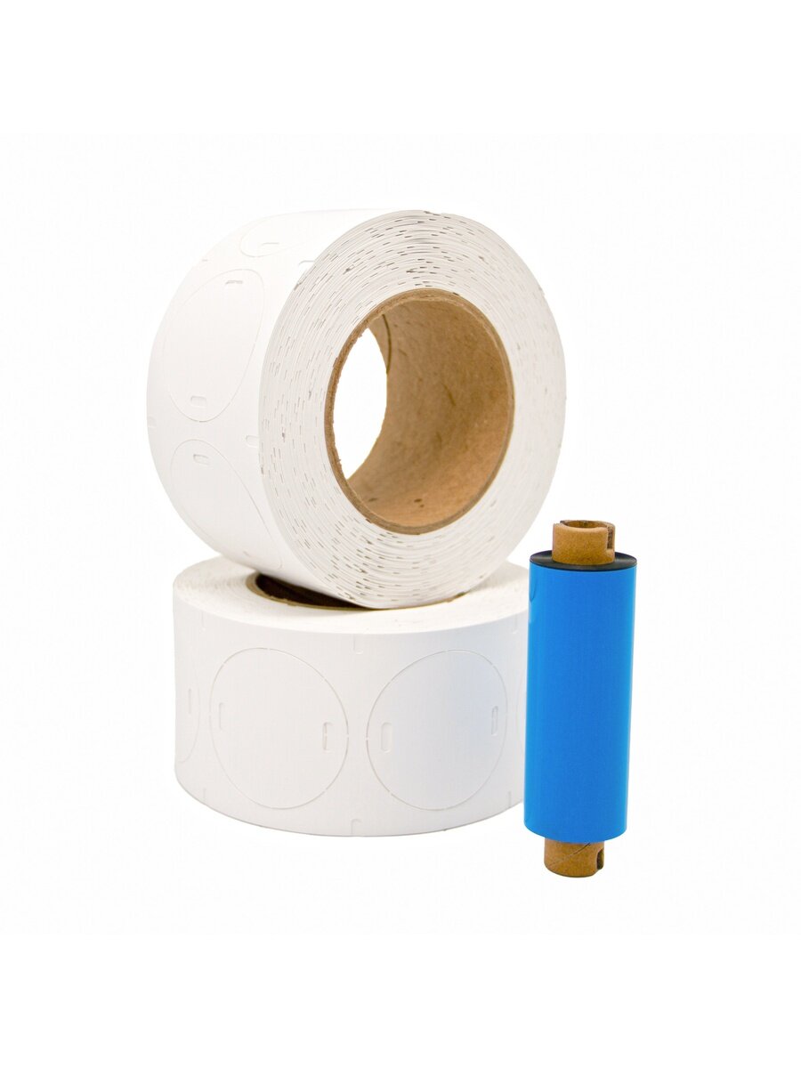 Комплект для маркировки кабеля: бирки PET У-135 Ø55 мм (1000 шт.) + риббон 64 мм х 74 м