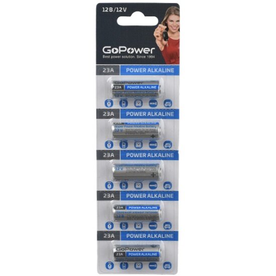 Батарейка GoPower LR23/A23/MN21 BL5 Alkaline 12V (00-00022423)