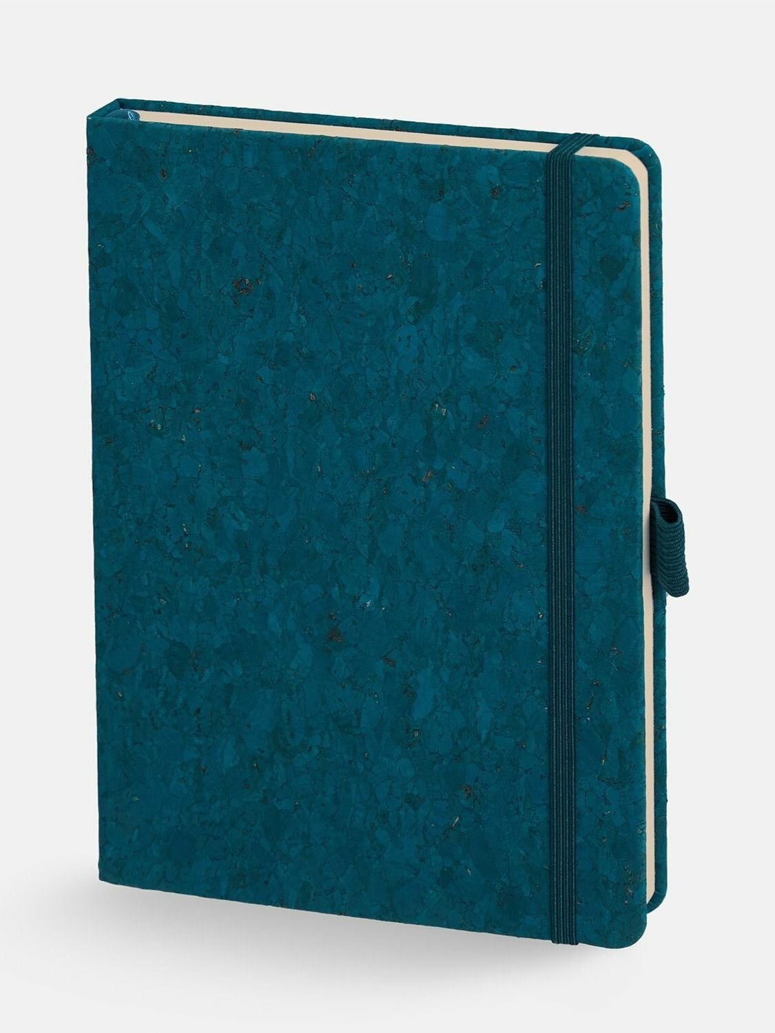 Блокнот для записей А5 на резинке в линейку с петлей для ручки, пробковая обложка, Cork County, синий