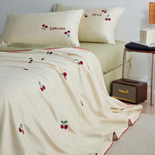 Одеяло из личелового волокна, весенне-летнее одеяло, комплект из 4/3/1 предметов, дышащее летнее одеяло с вышивкой, приятное для кожи одеяло с кондиционером