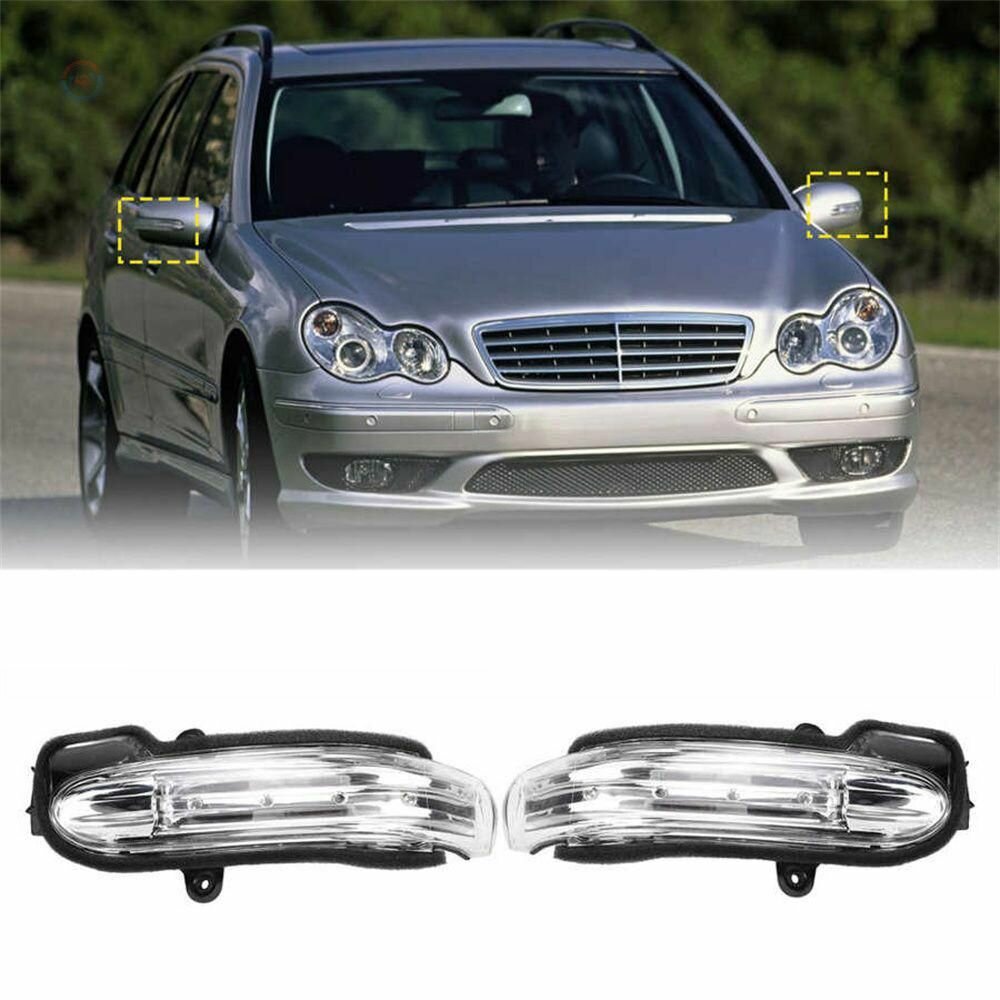 Левый и правый светодиодный указатель поворота для бокового зеркала Mercedes-Benz C-Class W203 2004-2007, оригинальная замена