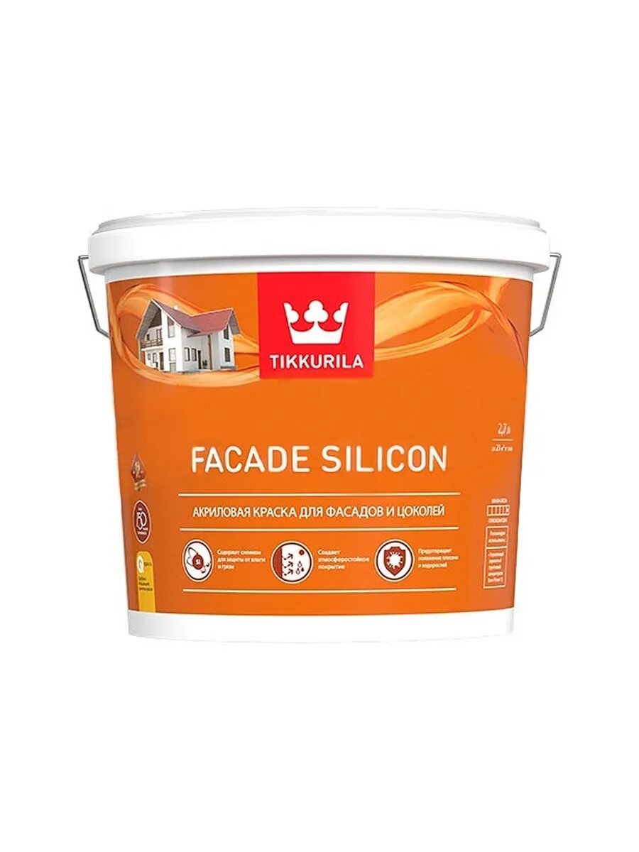 Фасадная краска Tikkurila Facade Silicon, глубокоматовая, 2,7л
