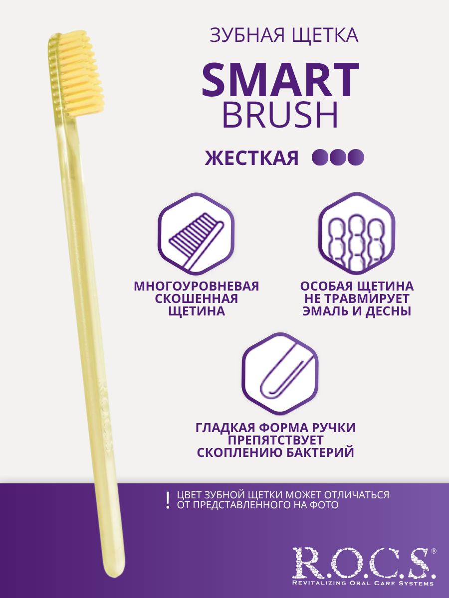 Зубная щетка R.O.C.S. Классическая жесткая, желтая