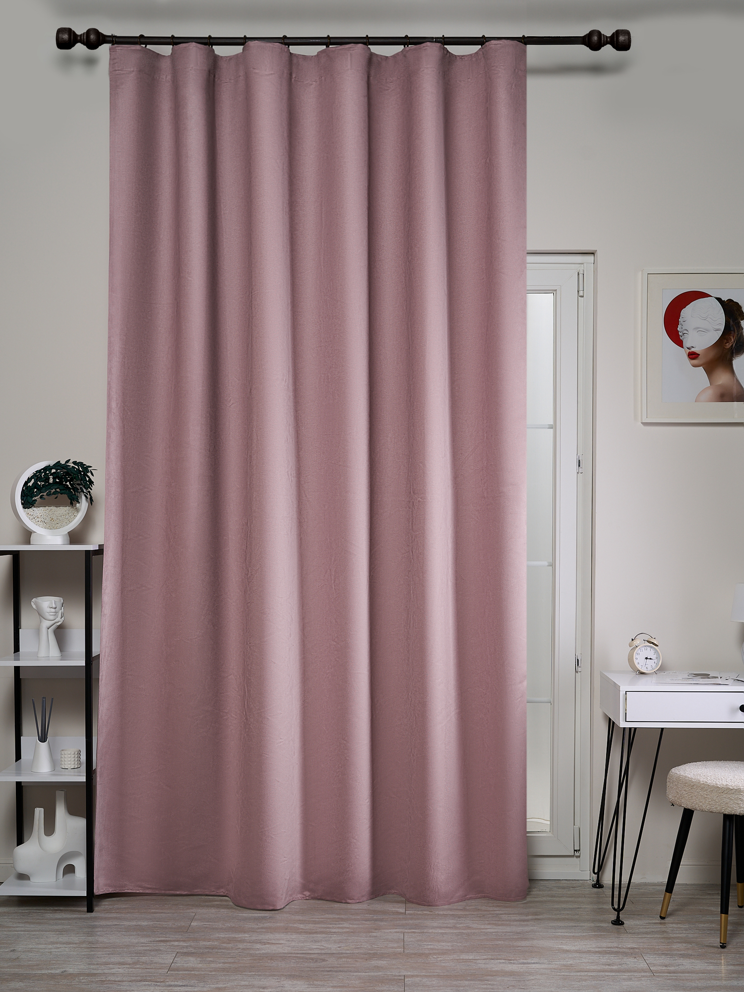 Штора на ленте KREAFORTA Manchester 200x280 см цвет серо-розовый