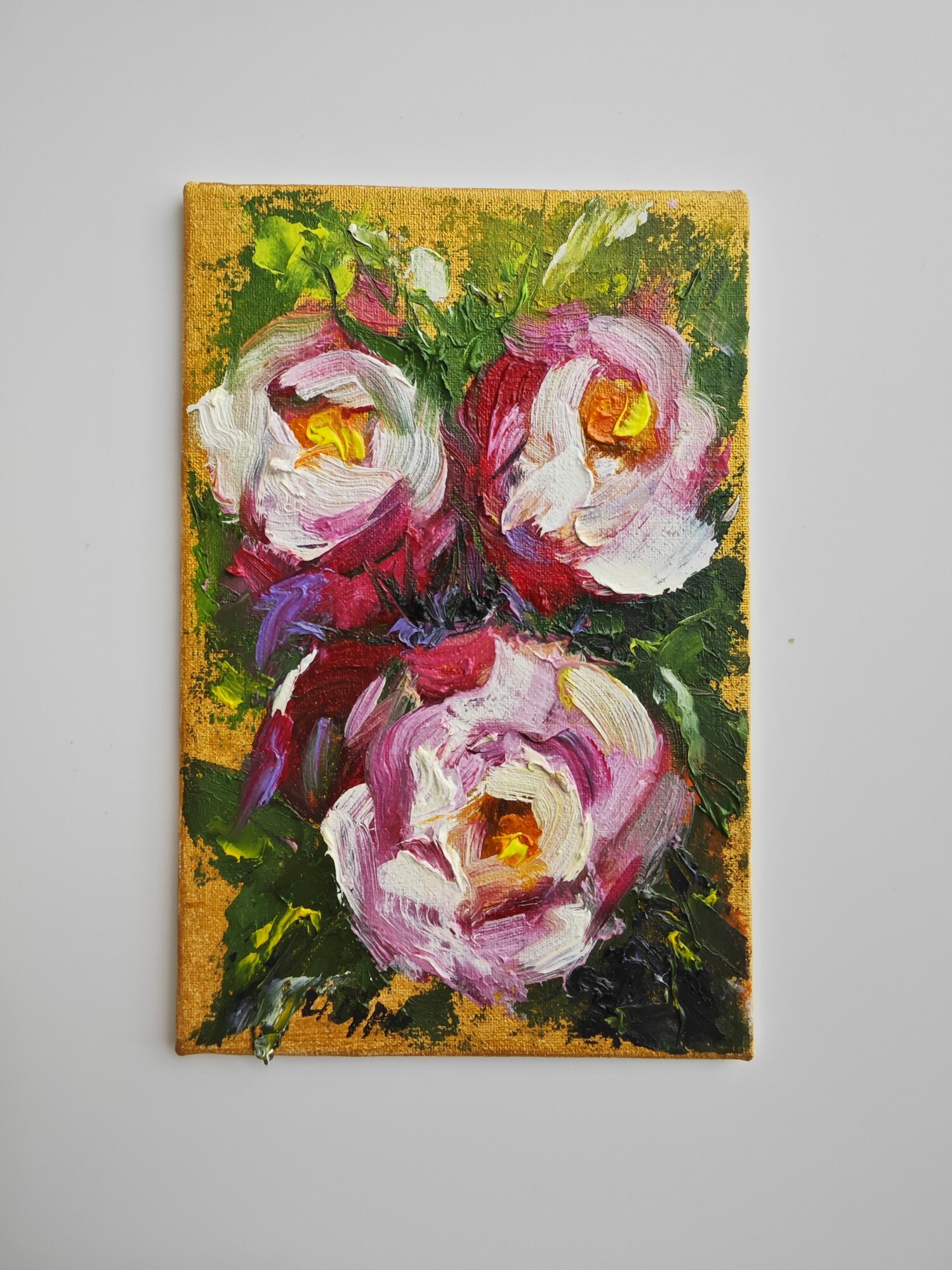 Мини-картина "Нереальная Красота", ручная работа, масло, холст, 10x15 см