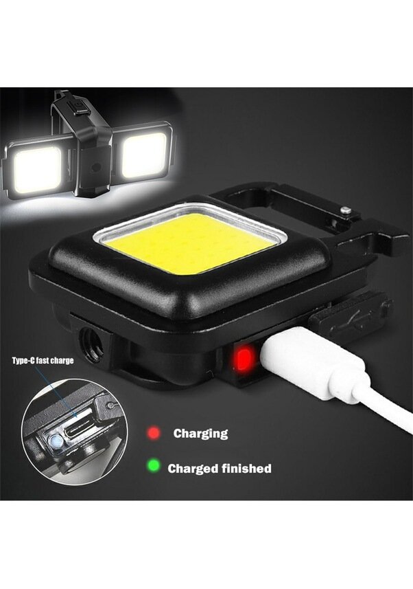 Двухсторонний светодиодный магнитный мини-фонарик Cob LED - 1000 люмен, перезаряжаемый, черный, для кемпинга