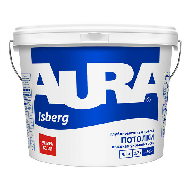 Краска в/д AURA ISBERG для потолков 2,7л, арт.4607003914585
