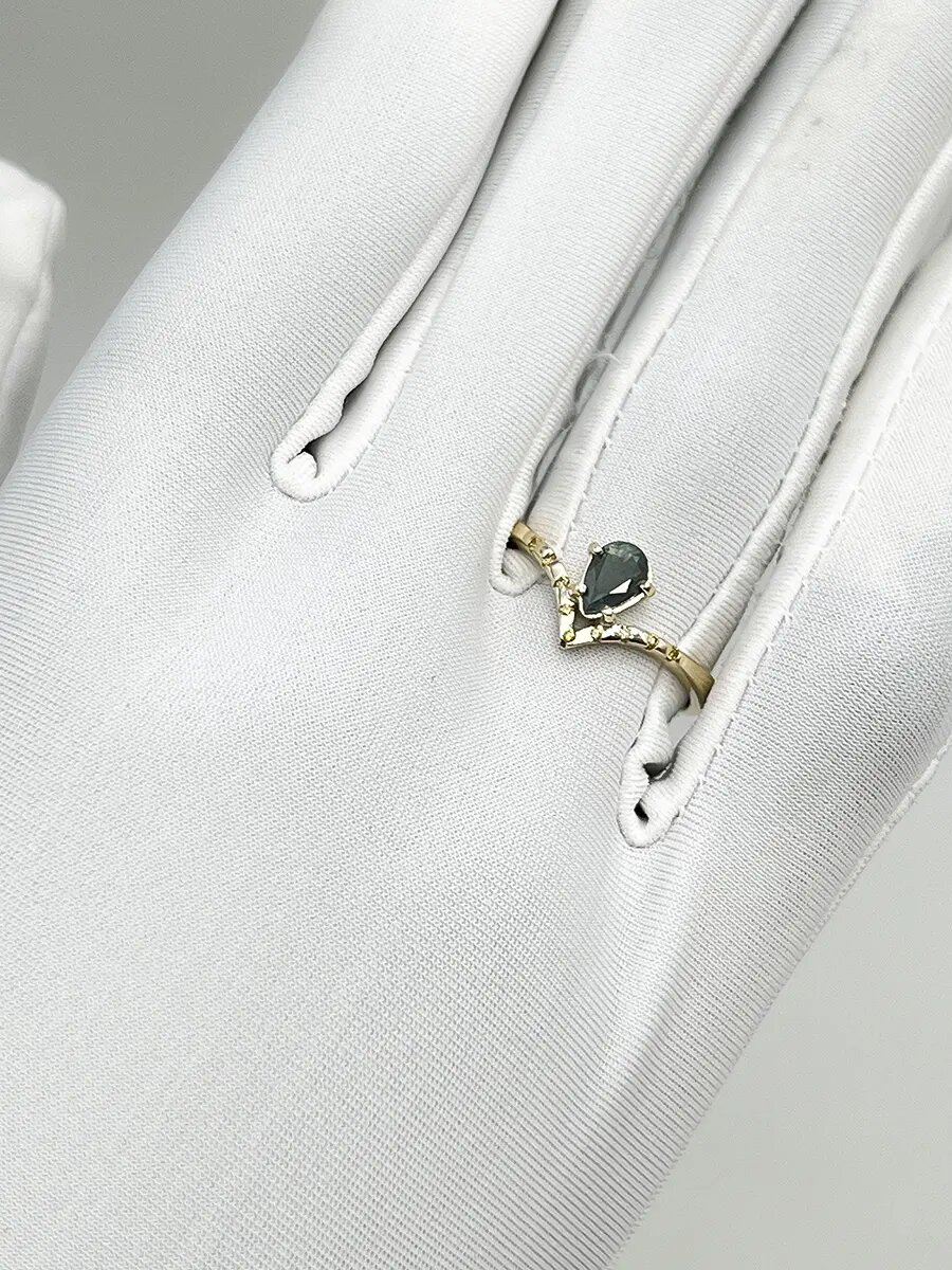 Кольцо, желтое золото, 375 проба, александрит, бриллиант