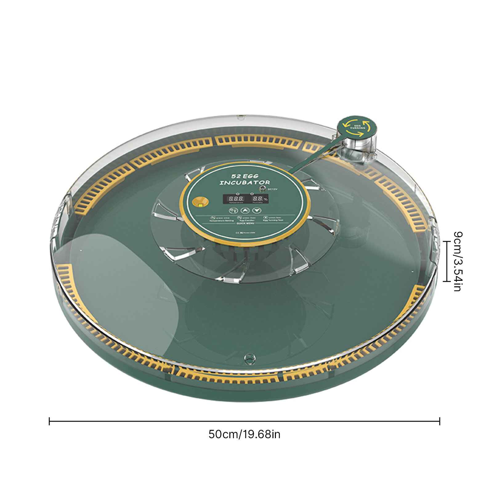 [通拓商品]Инкубатор на 52 яйца с автоматическим поворотом яиц, контролем влажности, дисплеем температуры, двойным источником питания и подсветкой для яиц, уютный инкубатор с внешней поилкой для вылупления яиц цыплят, птиц, уток, перепелов, попугаев