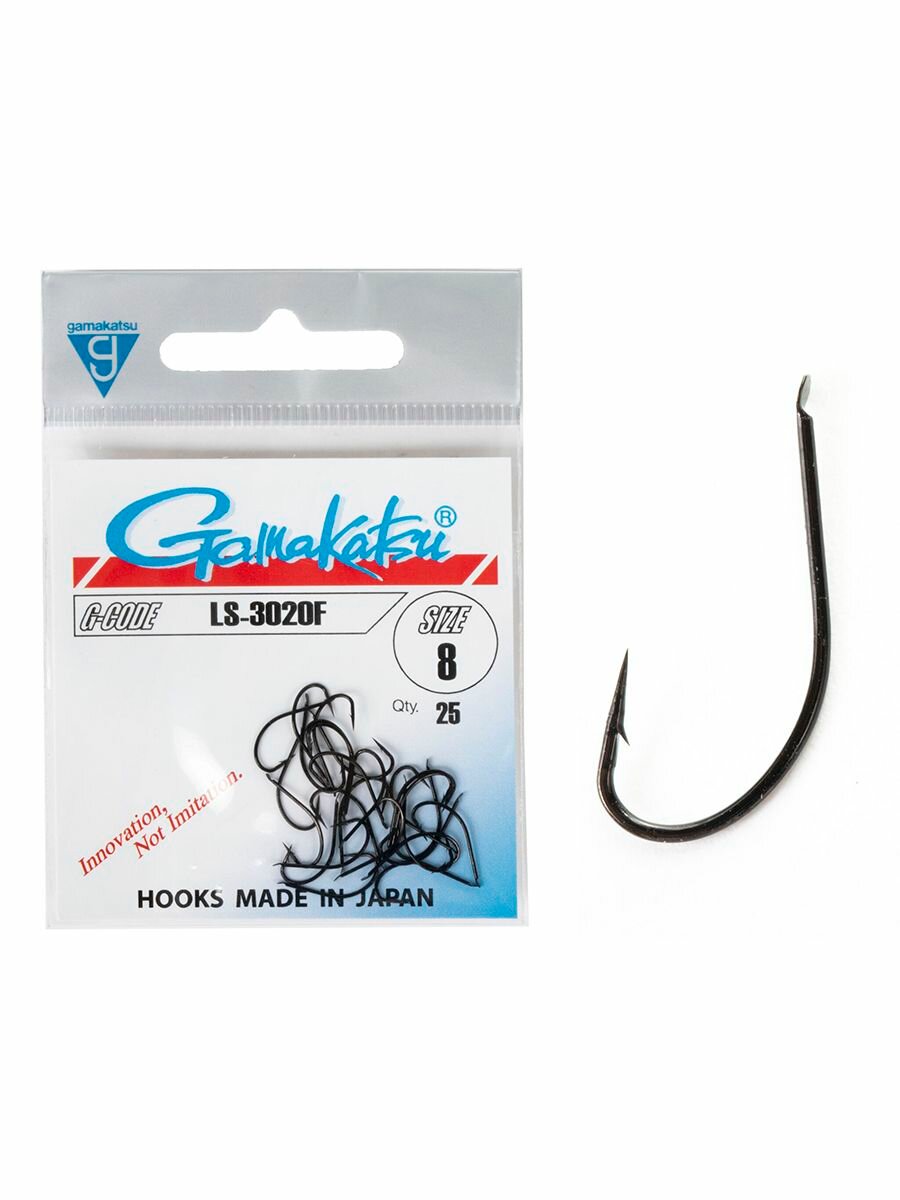 Крючки Gamakatsu LS-3020F HOOKS BLACK размер 08 (упк.25шт.)