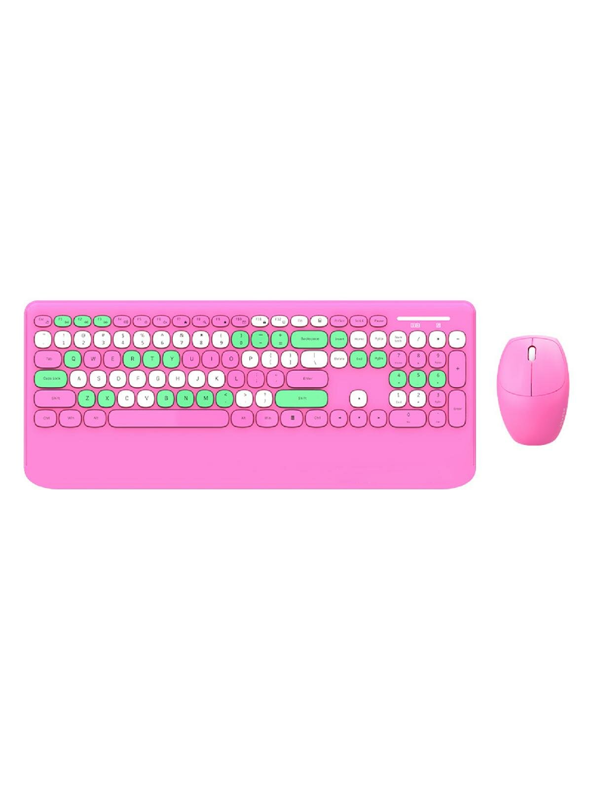 Wireless Keyboard Mouse Set Mini 106 Keys Round Keycaps Keyboard Ergonomic Design for PC Computer Laptop