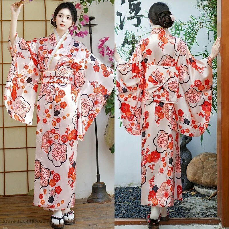 Женские винтажные синие кимоно в азиатском стиле Розовый, Pink