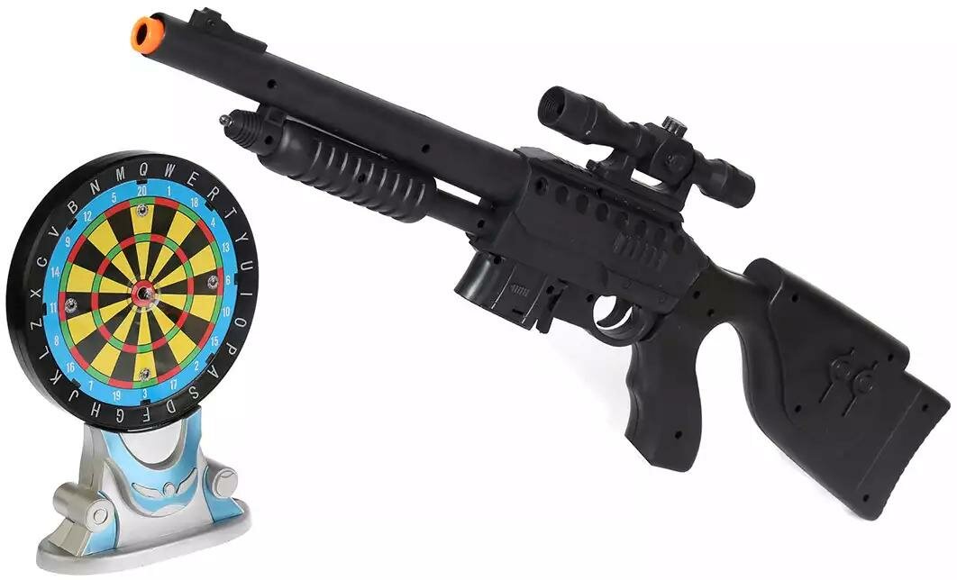 Лазерный тир КНР на батарейках, автоматом и светочувствительной мишенью, световые, звуковые эффекты