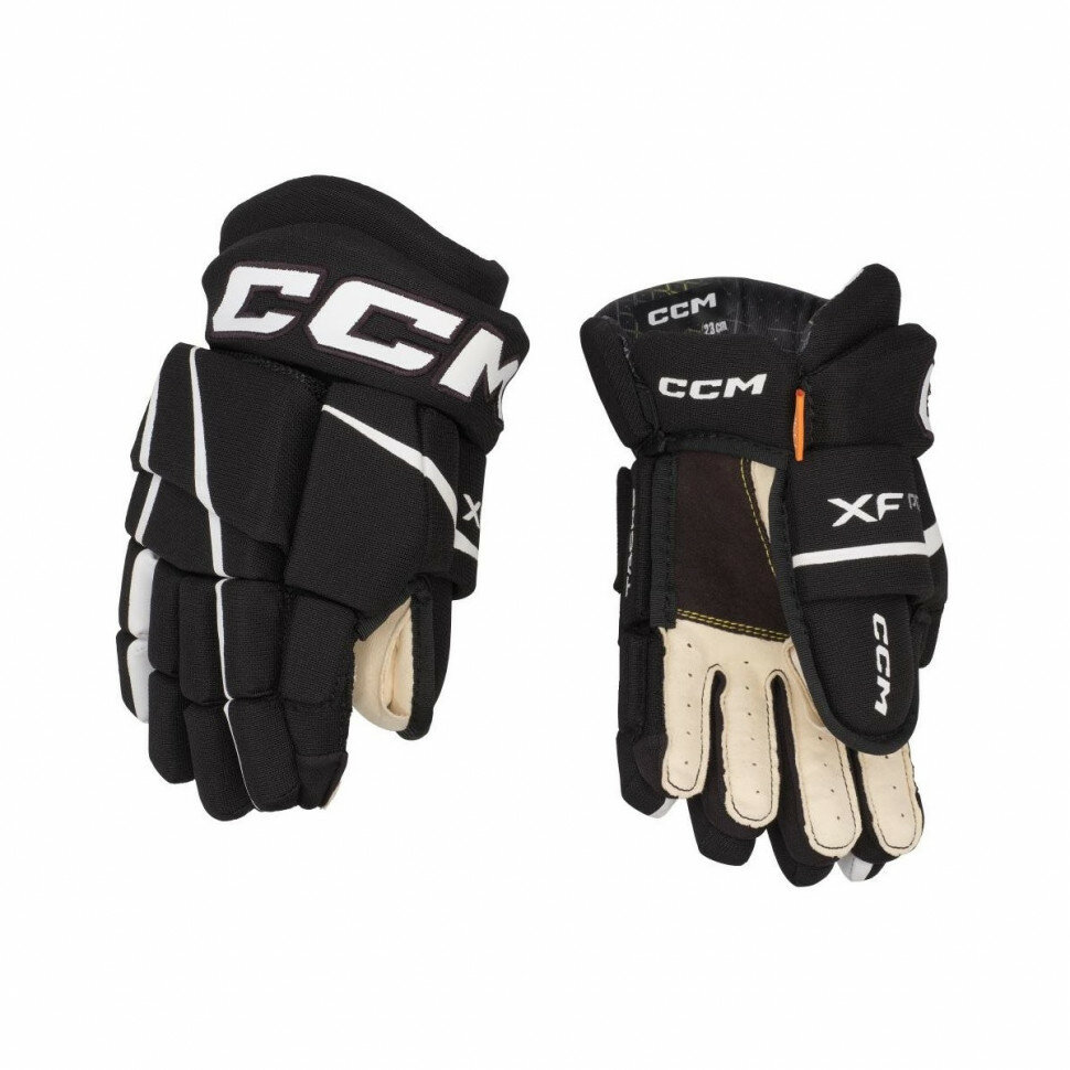 Перчатки хоккейные CCM Tacks XF Pro YTH black/white (размер 9")