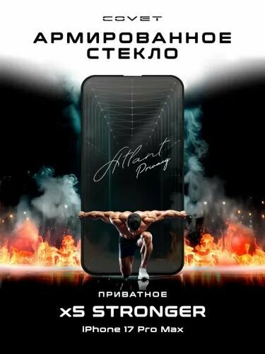 Приватное защитное стекло iPhone 17 Pro Max армированное экстрапрочное Covet