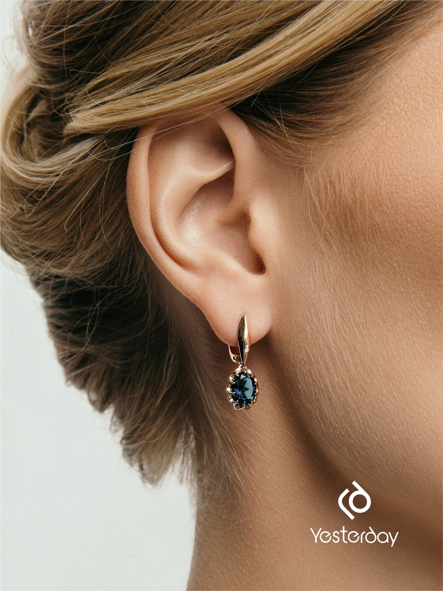 Серьги с подвесками, красное золото, 585 проба, фианит, Лондон топаз