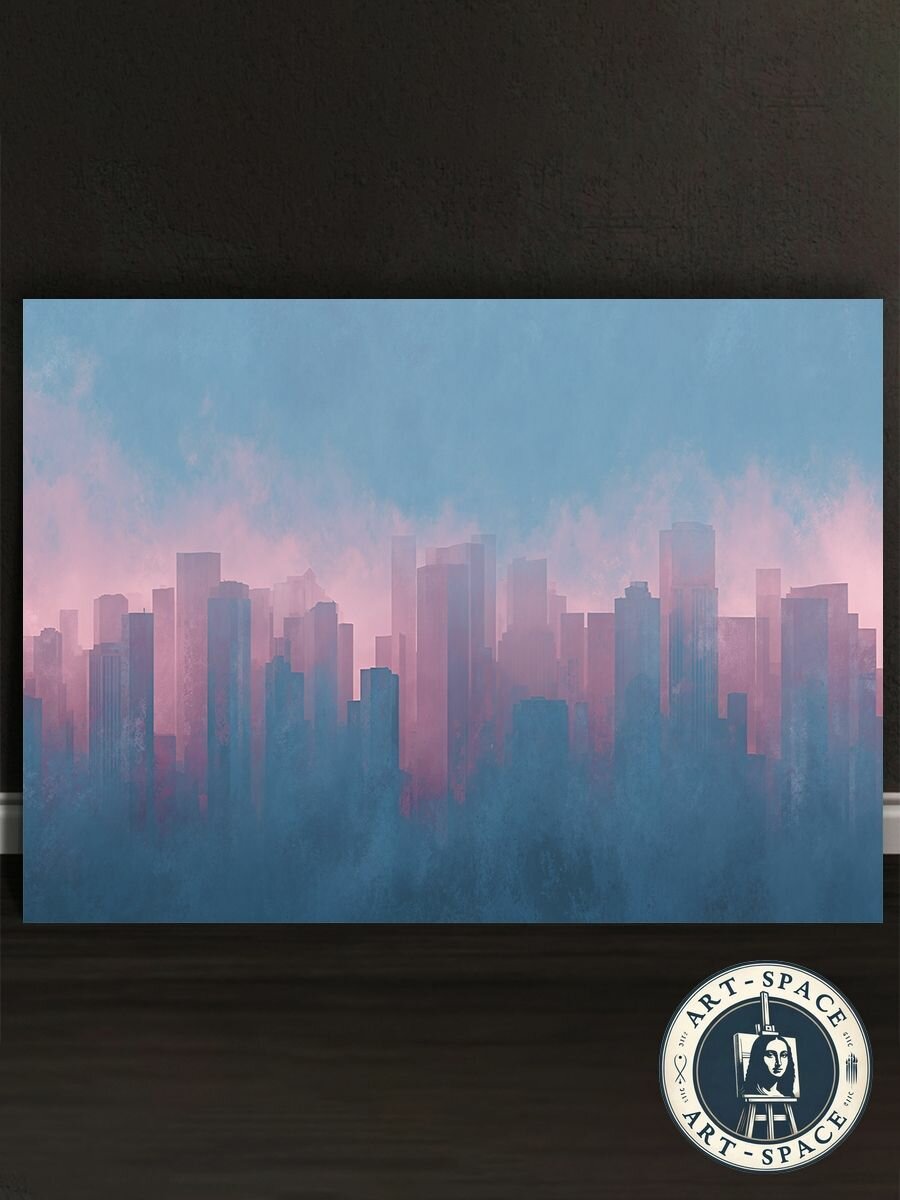 Картина интерьерная горизонтальная - "Город / Пейзаж / Небоскребы" , 40х60 см.