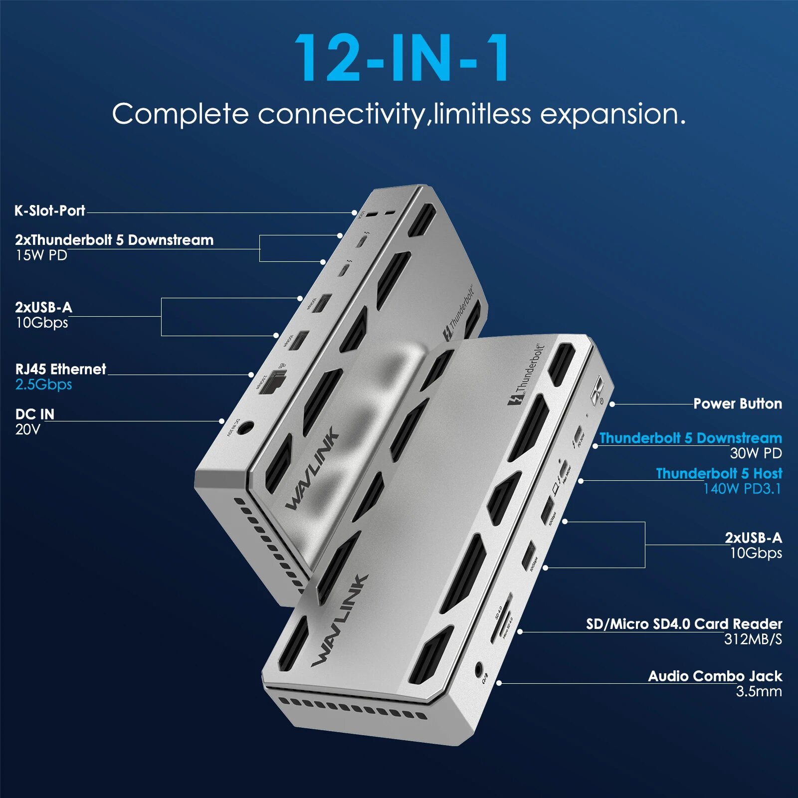 WAVLINK WL-UTD58-A Thunderbolt 5 Док-станция 12-в-1